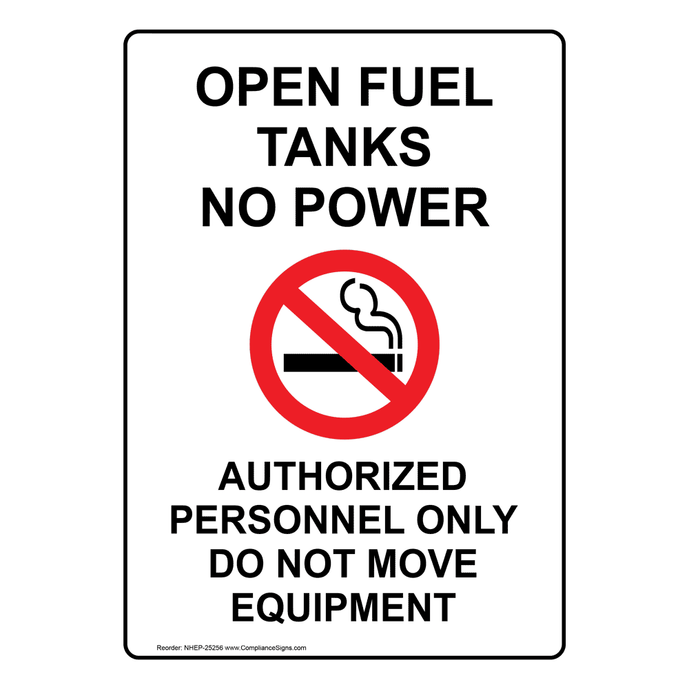 Portrait Open Fuel Tanks No Power Sign With Symbol NHEP-25256
