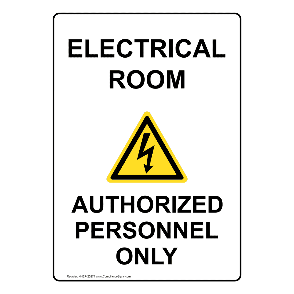 Portrait Electrical Room Authorized Sign With Symbol NHEP-25274
