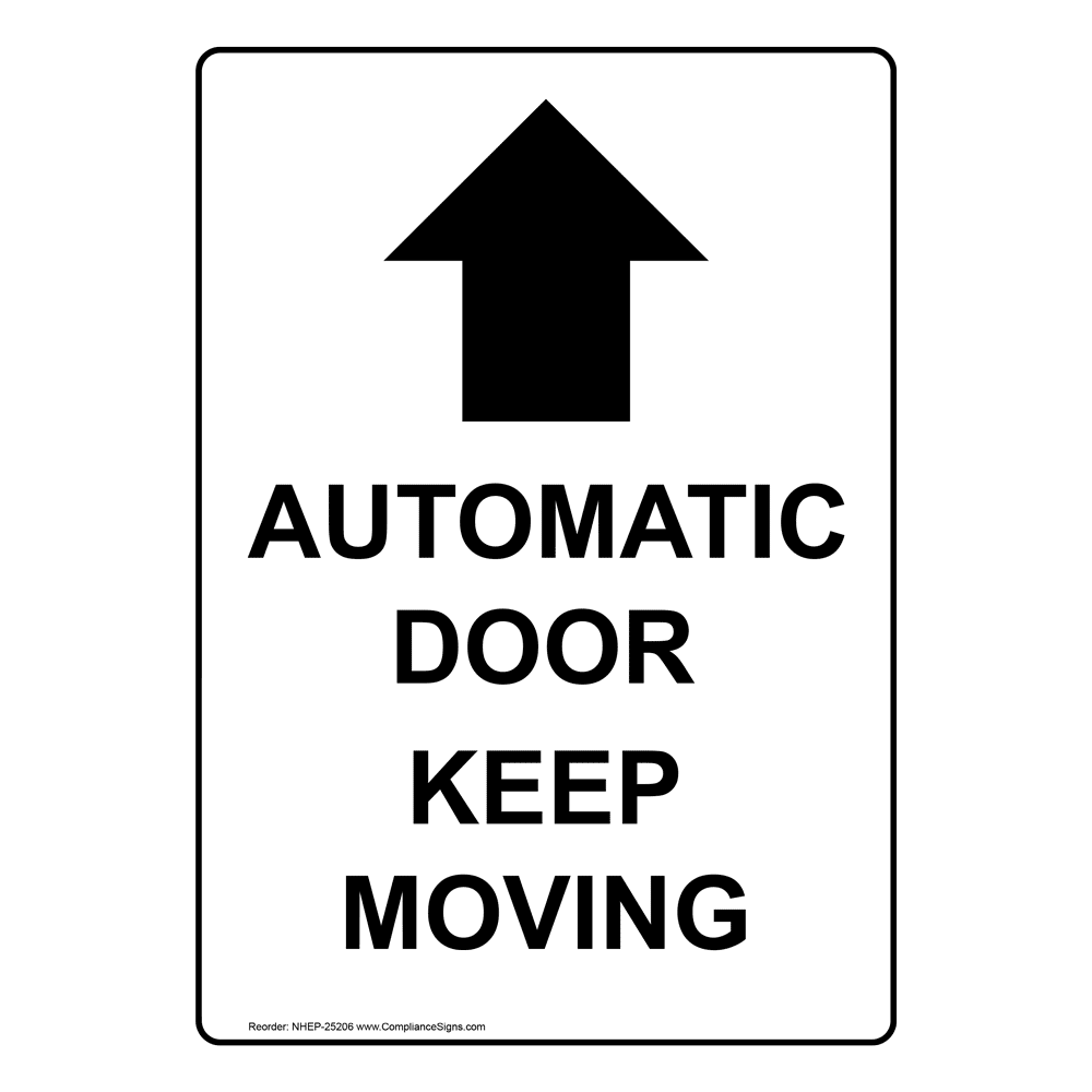 Portrait Caution Automatic Door Sign NHEP-14926