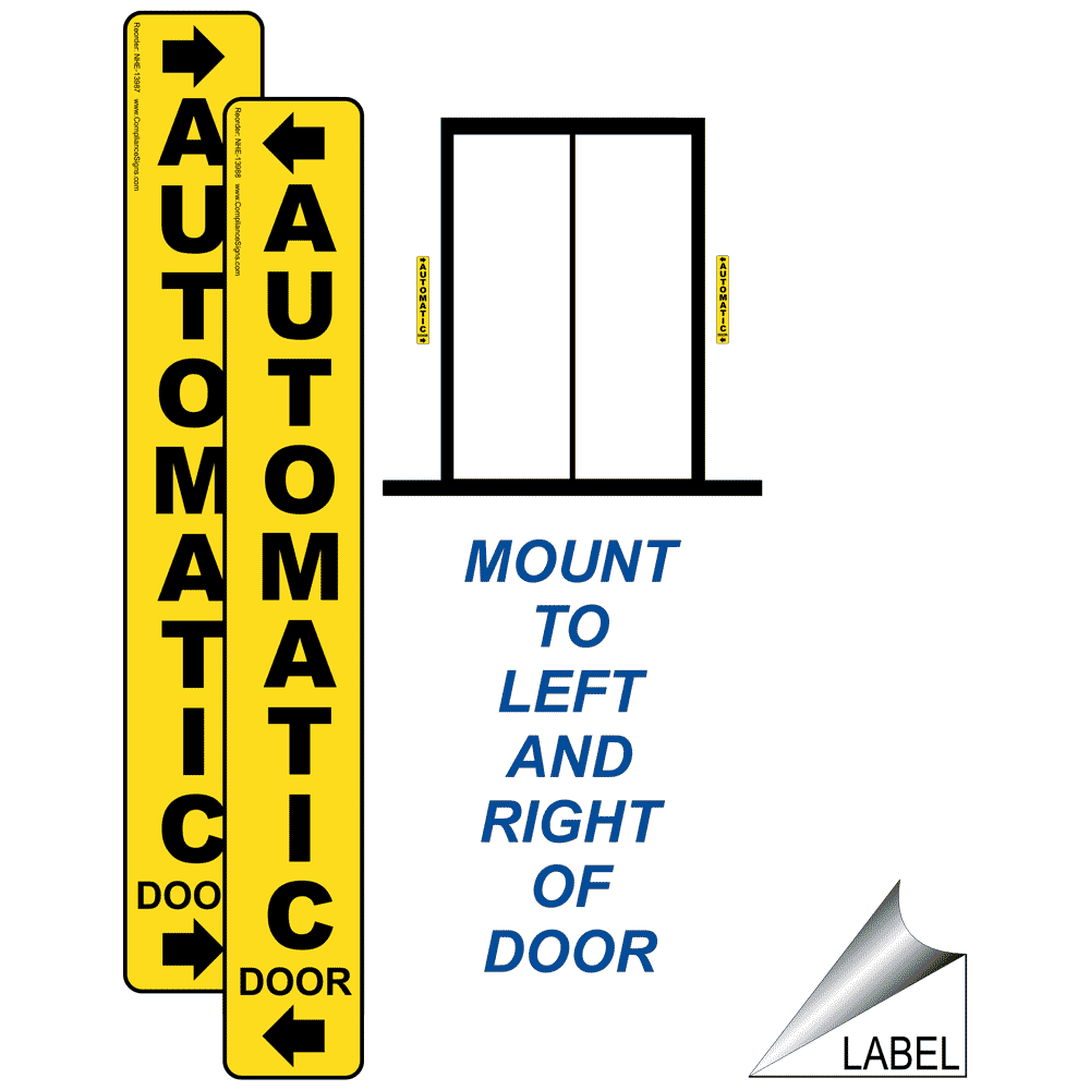 Automatic Door Left and Right Arrows Label Set NHE-13987-13988