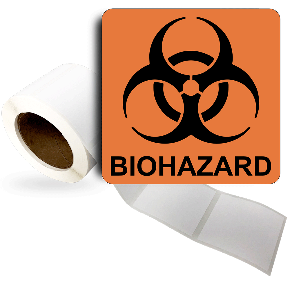 Biohazard (Orange) Roll Label With Symbol LDRE-1460_ORNG