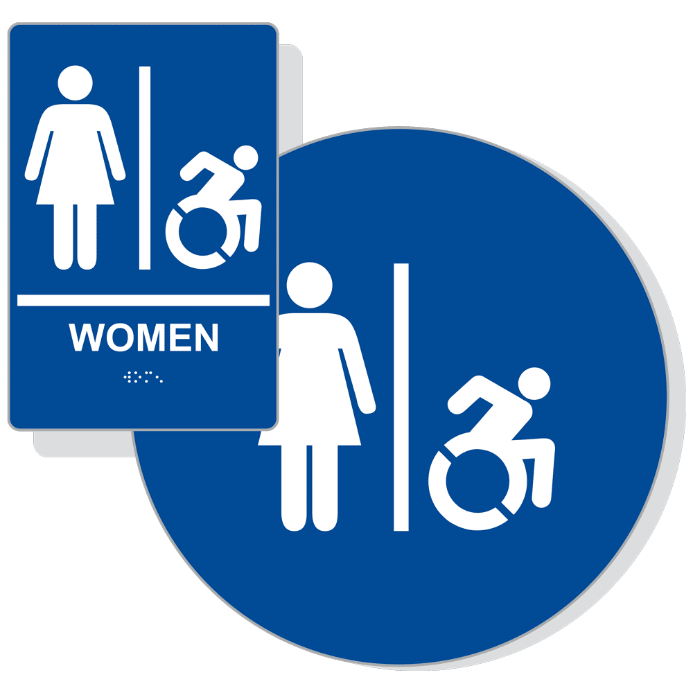 Women Braille Restroom Sign Set With Dynamic Accessibility Symbol RRE ...