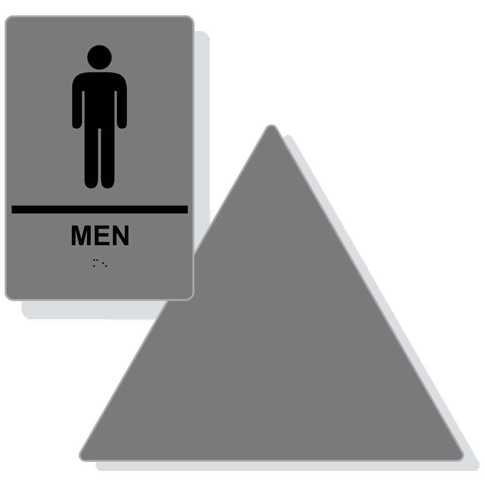 California Title 24 Men Braille Sign RRE-145-DT-T24_BLKonGray