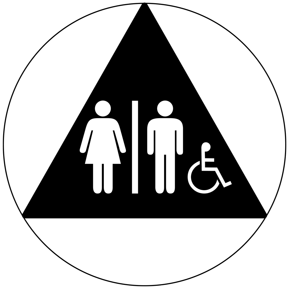 Unisex And Accessibility Sym Sign RR-115-DCTS-WHTonBLK Restrooms