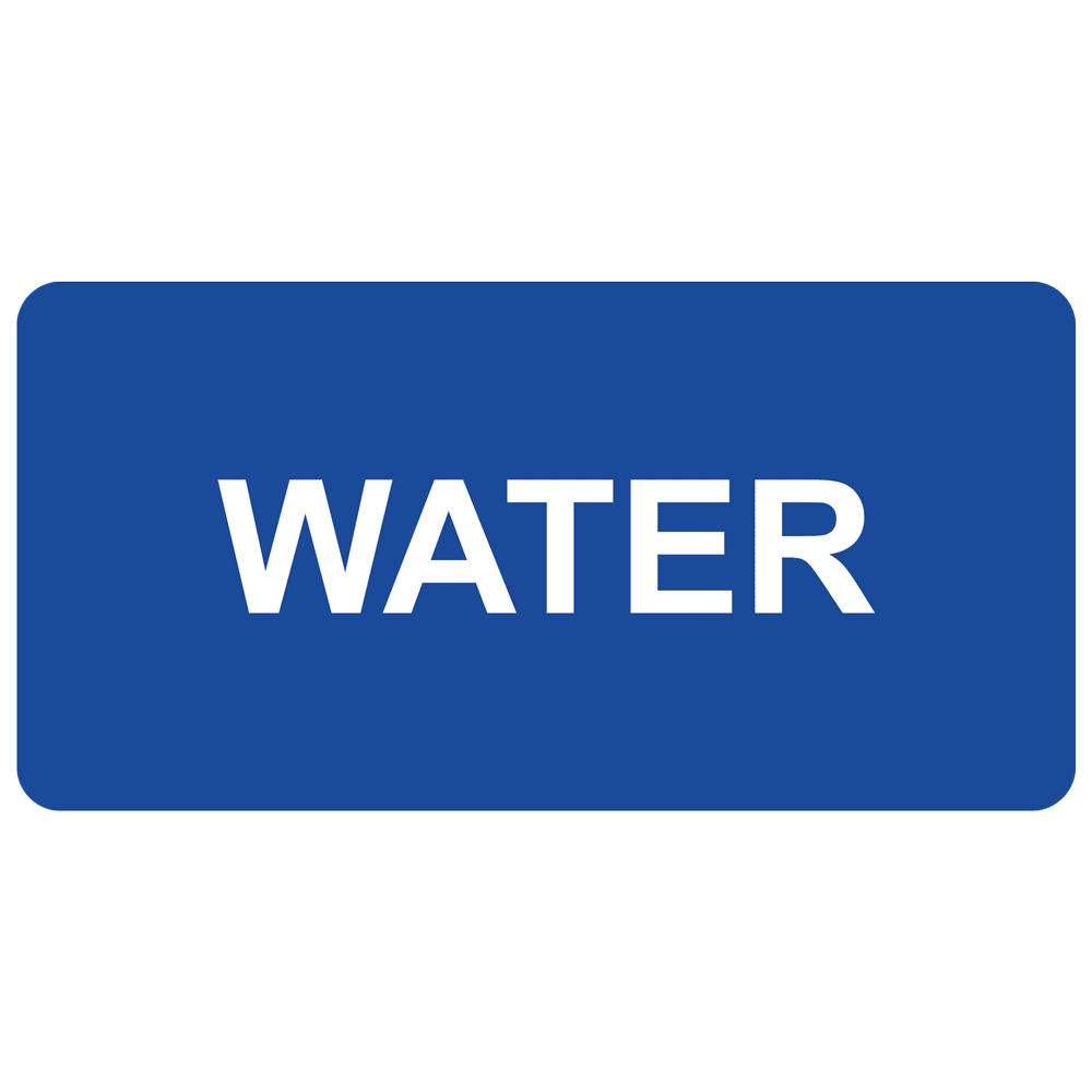 Water White on Blue Engraved Sign EGRE-16813-WHTonBLU Catering