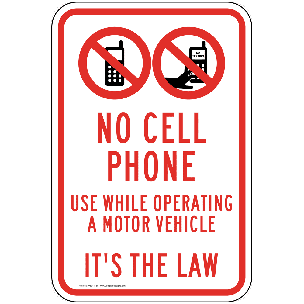 No Cell Phone Operating A Motor Vehicle Sign PKE-14131 Cell Phones