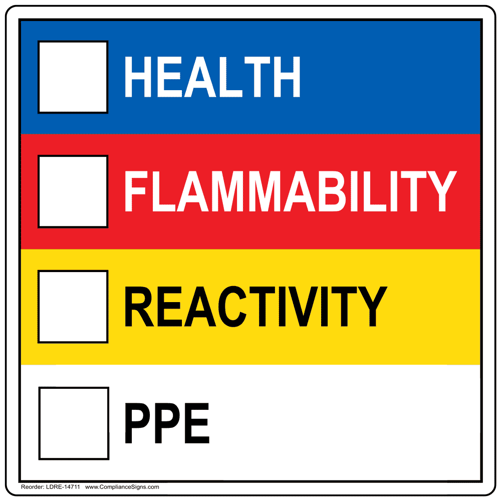 Health Flammability Reactivity PPE Roll Label With Symbols LDRE-14709