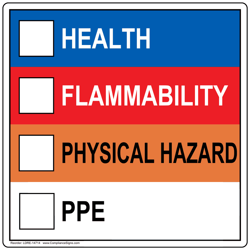Health Flammability Physical Hazard PPE Roll Label LDRE-14714