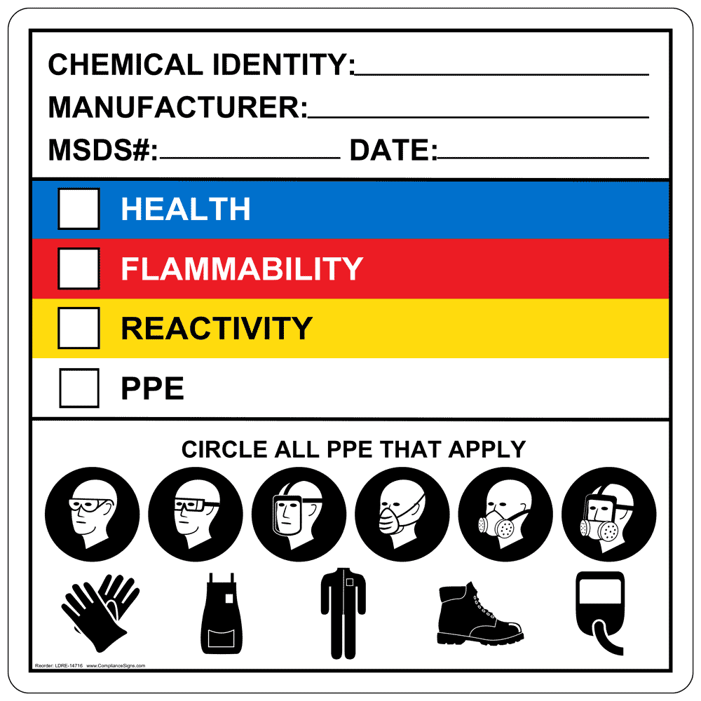 Chemical Identity Roll Label With Symbols LDRE-14716