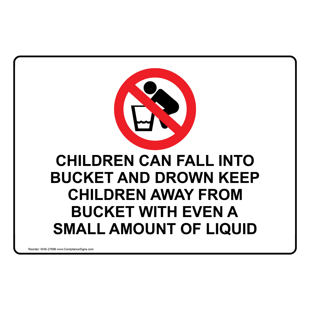 Children Can Fall Into Bucket And Sign With Symbol NHE-27696