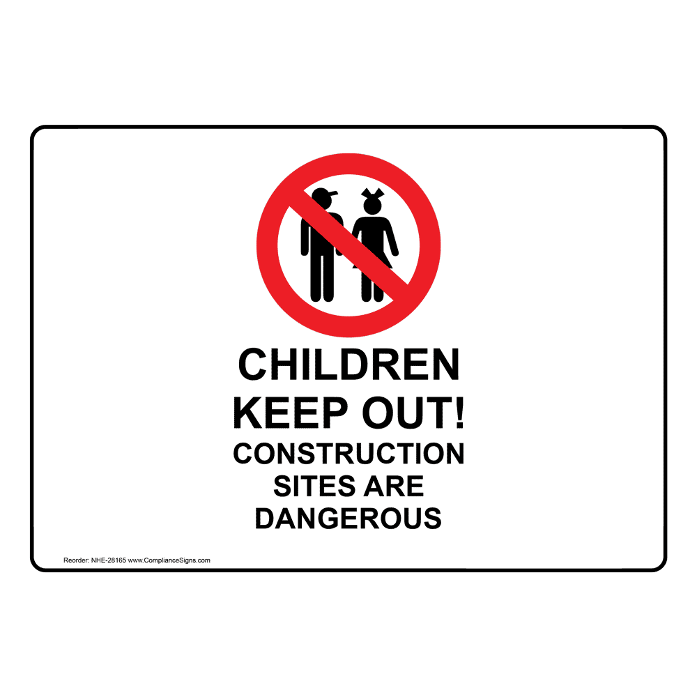 Portrait Children Keep Out! Construction Sign With Symbol NHEP-28165