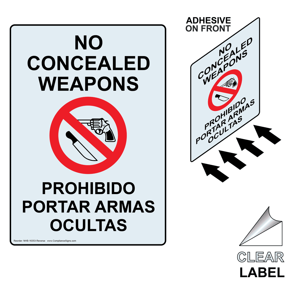 All Weapons Concealed Firearms Prohibited Sign With Symbol NHE-17706