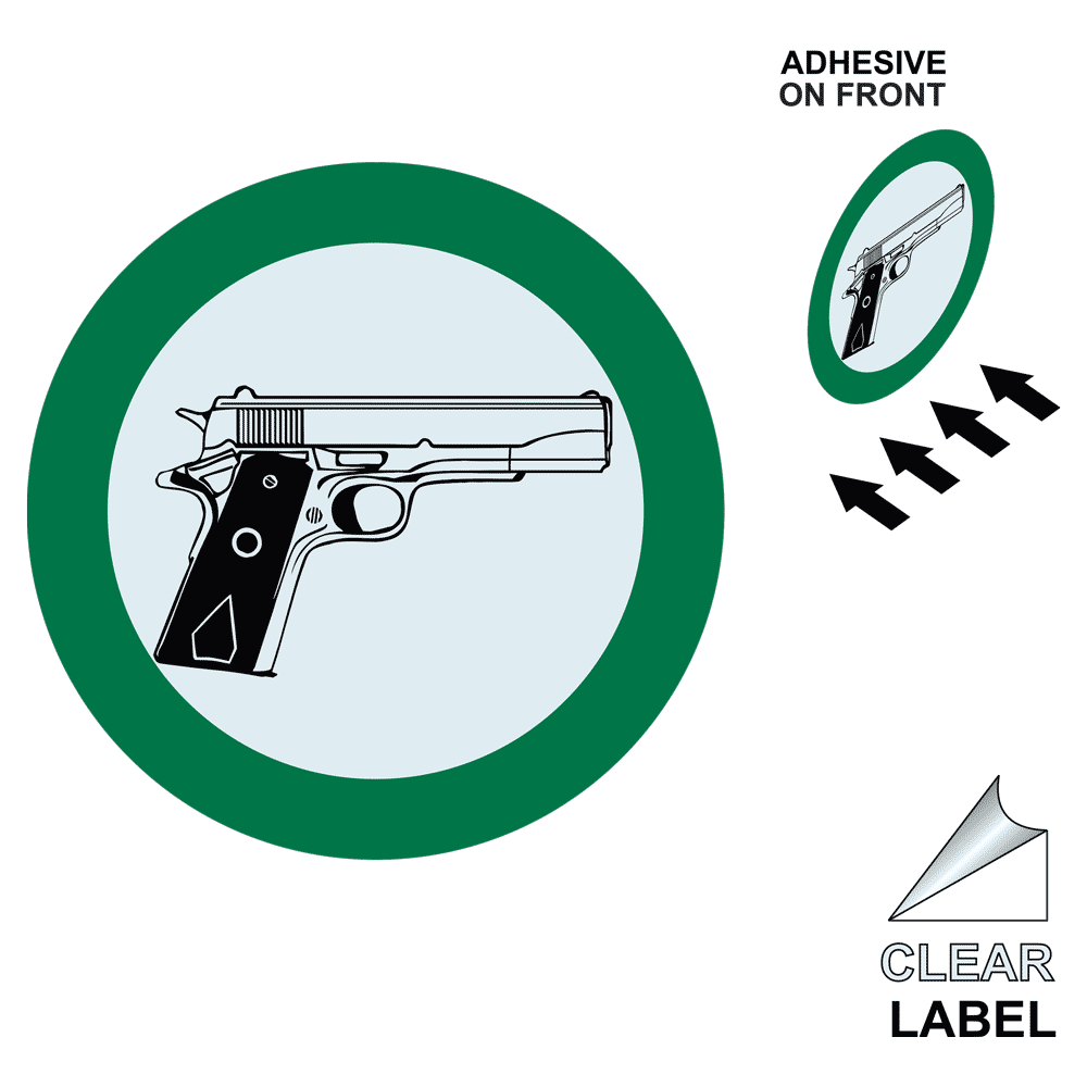 Guns Permitted Symbol Label With Symbol Prohib-979-a-SYM-Clear-Reverse
