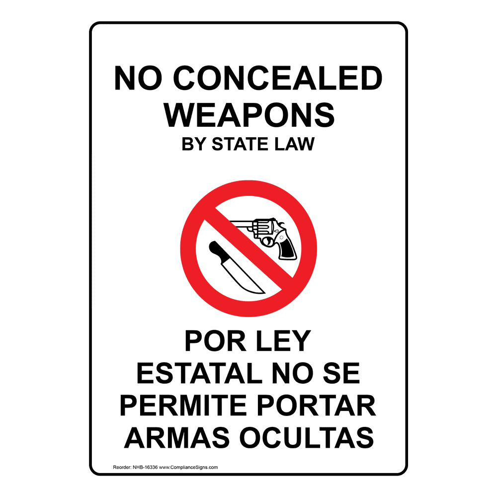 All Weapons Concealed Firearms Prohibited Sign With Symbol NHE-17706