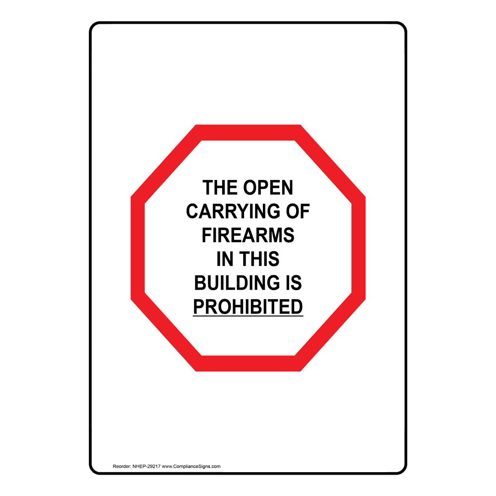 Portrait The Open Carrying Of Firearms Sign With Symbol NHEP-29217