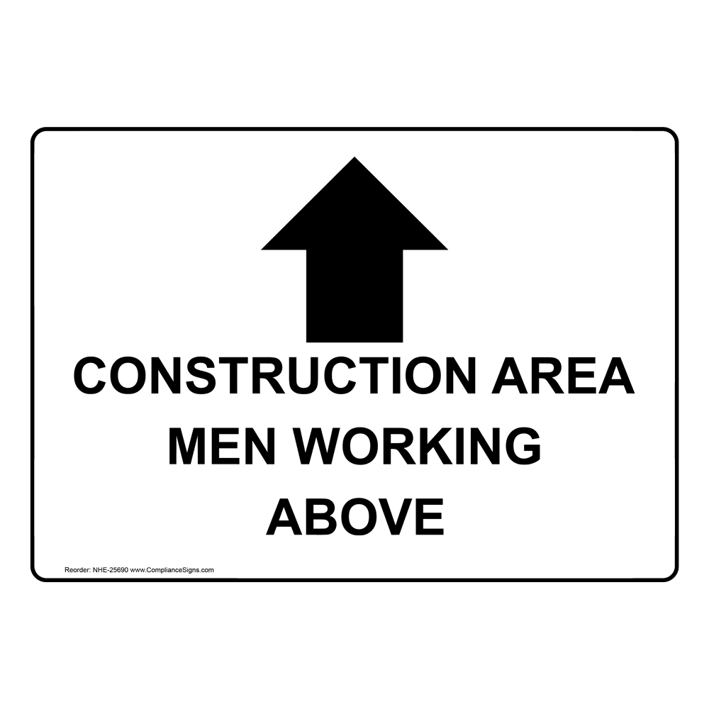 Construction Area Men Working Above Sign With Symbol NHE-25690