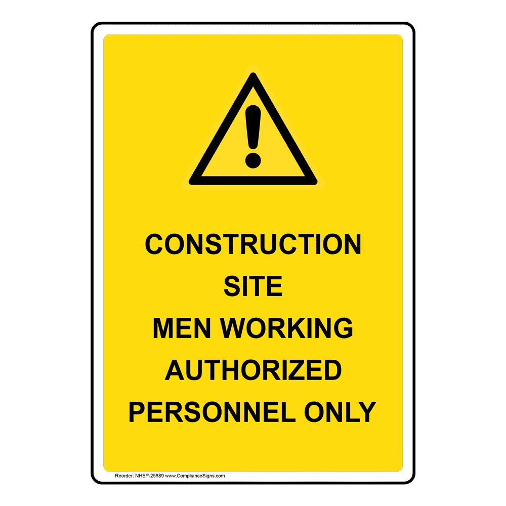 Portrait Construction Site Men Working Sign With Symbol NHEP-25689