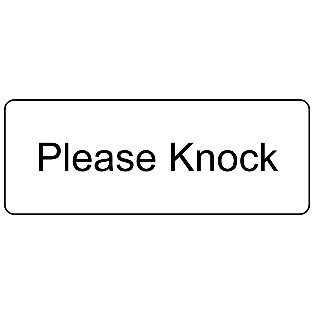 Please Knock Black on White Engraved Sign EGRE-17846-BLKonWHT Courtesy