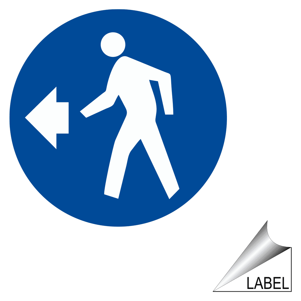 Walk Left Symbol Label LABEL-CIRCLE-69-R Directional