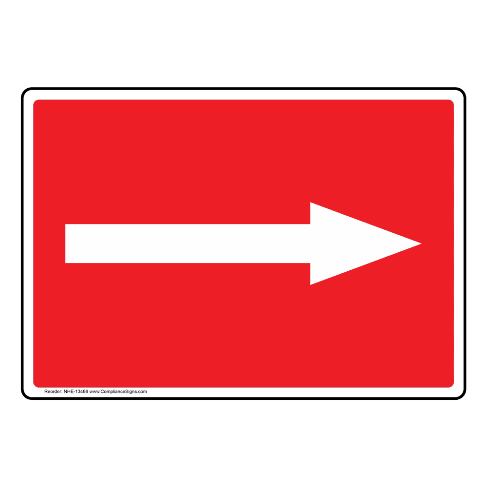 Directional Arrow White on Red Sign NHE-13466 Directional