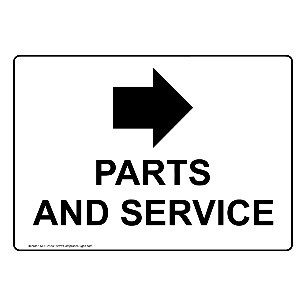 Parts And Service [Right Arrow] Sign With Symbol NHE-28738