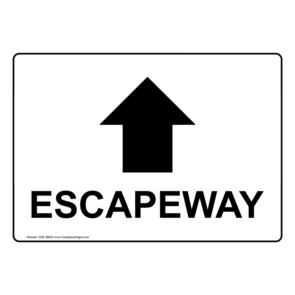 Escape Route [Left Arrow] Sign With Symbol NHE-28836