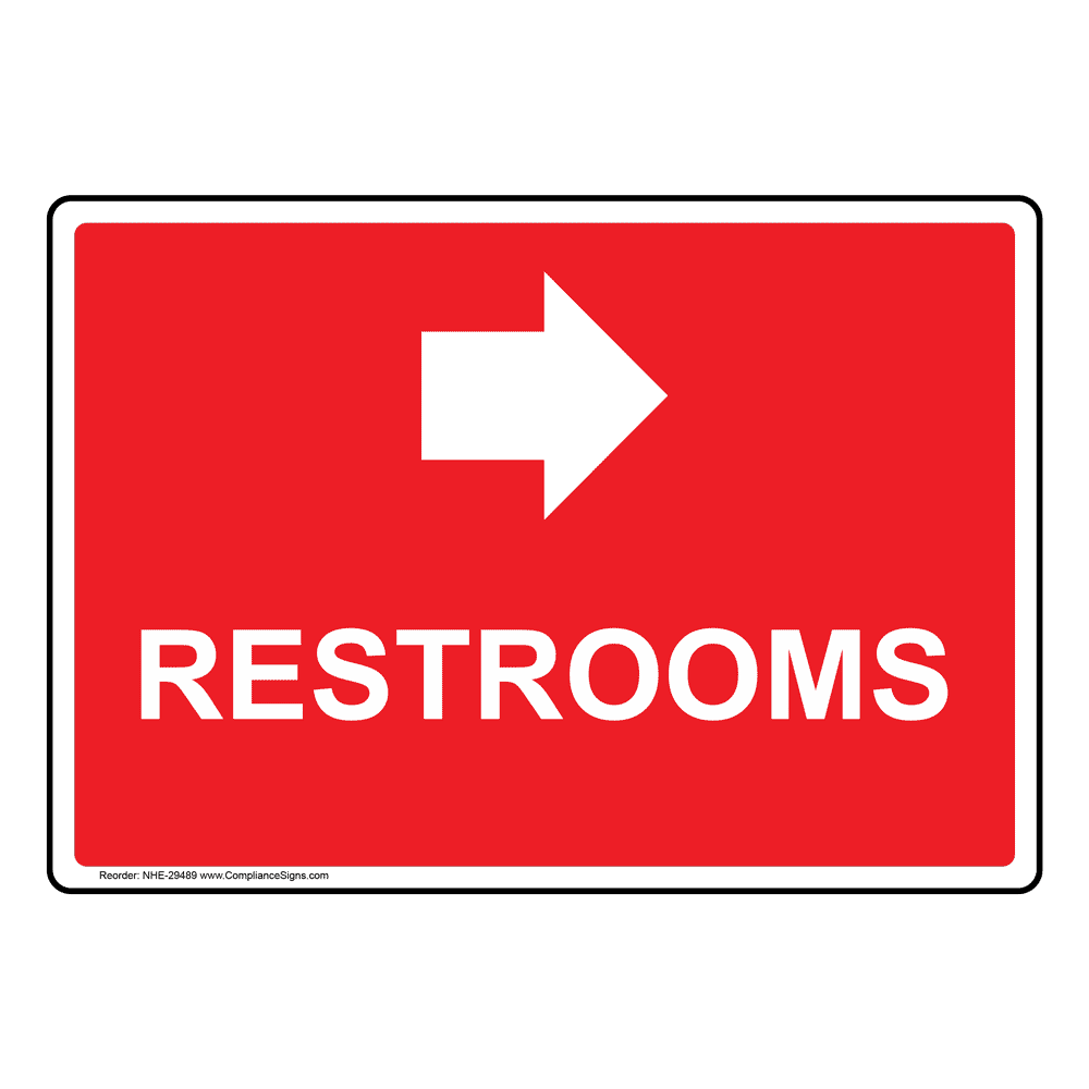 Restroom [Right Arrow] Sign With Symbol NHE-29485