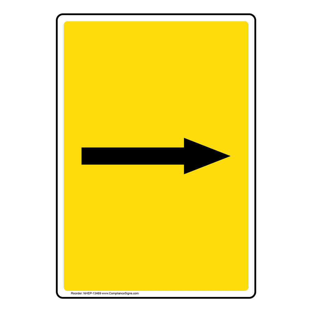 Directional Arrow Black on Yellow Sign NHE-13469 Directional