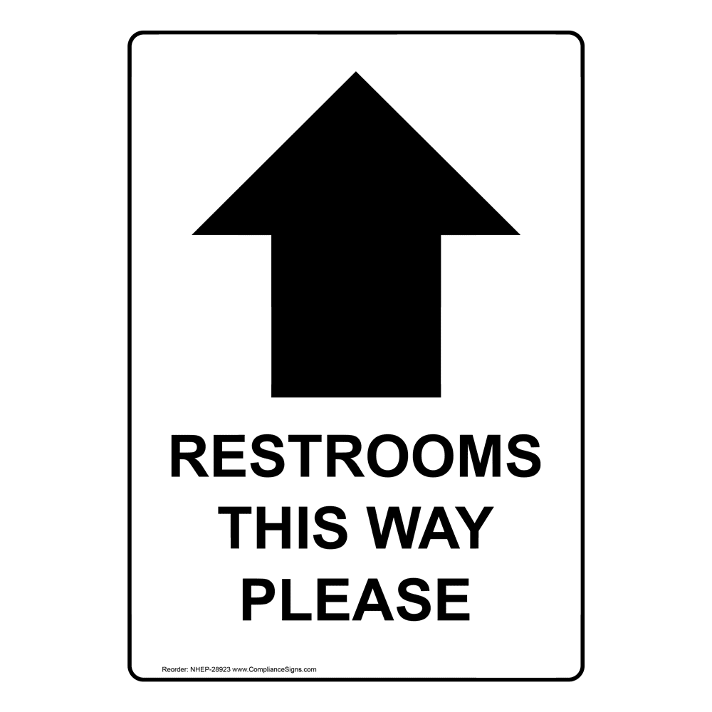 Portrait Restrooms This Way Please Sign With Symbol NHEP-28923