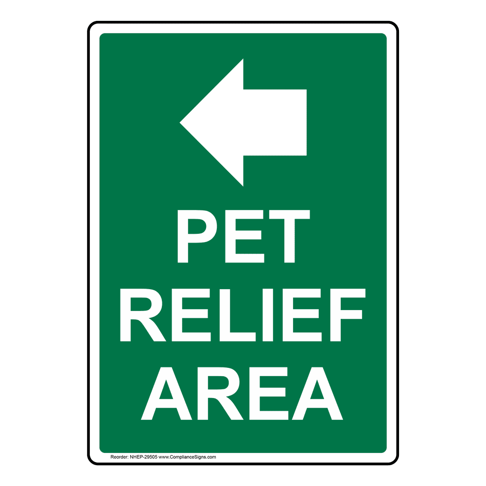 Portrait Pet Relief Area [Left Arrow] Sign With Symbol NHEP-29505