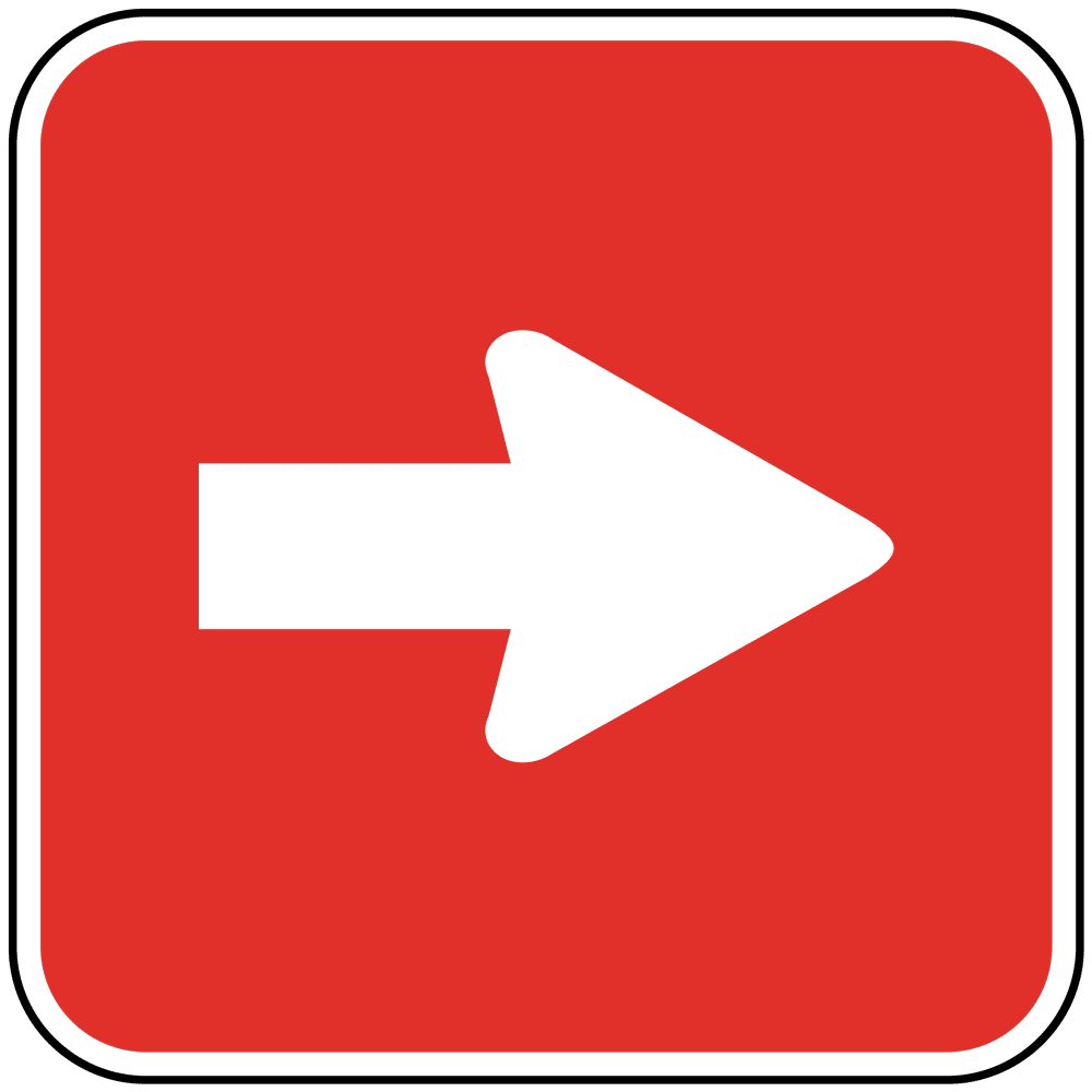 Directional Arrow White on Red Sign With Symbol PKE-13499 Directional