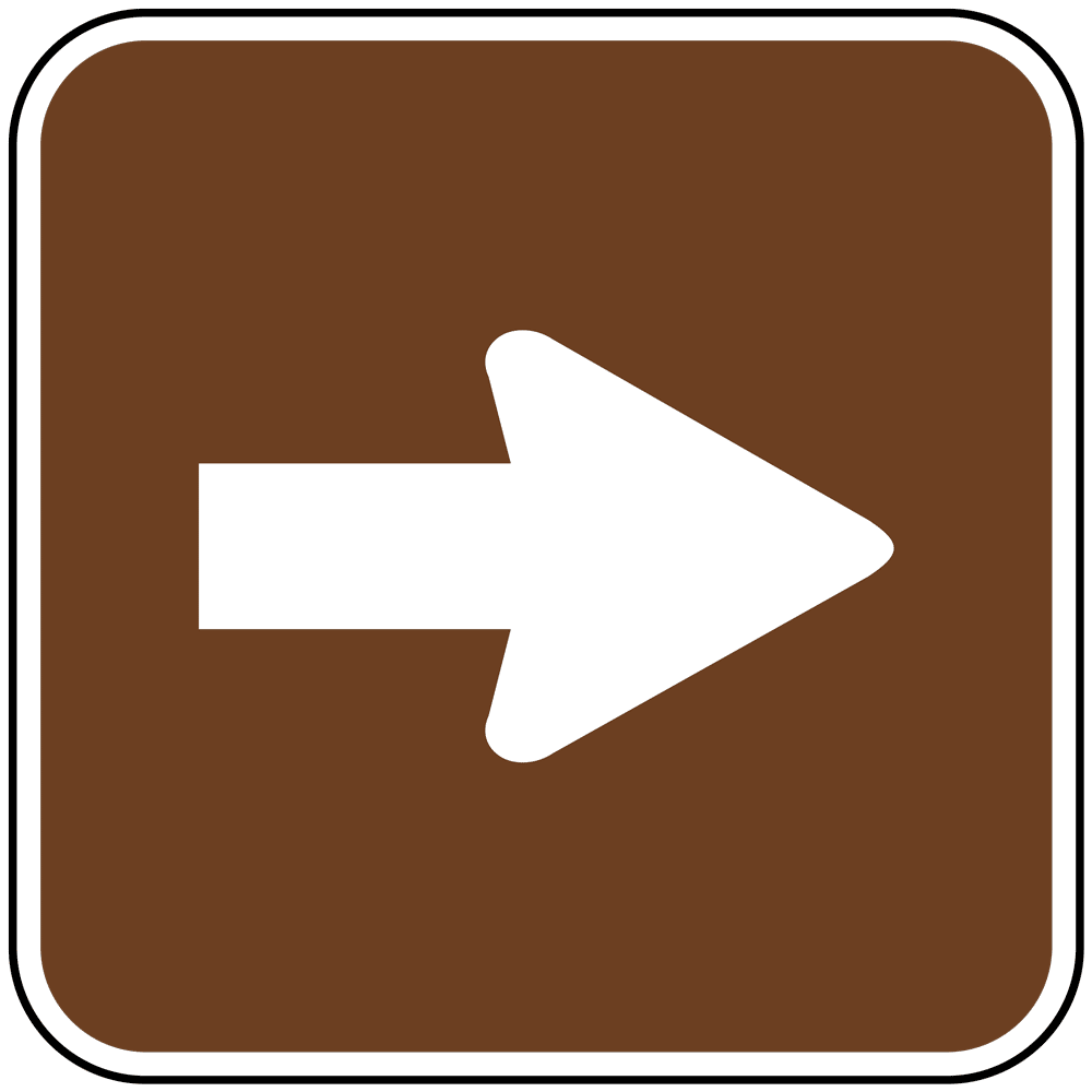 Directional Arrow White on Brown Sign PKE-13501 Directional