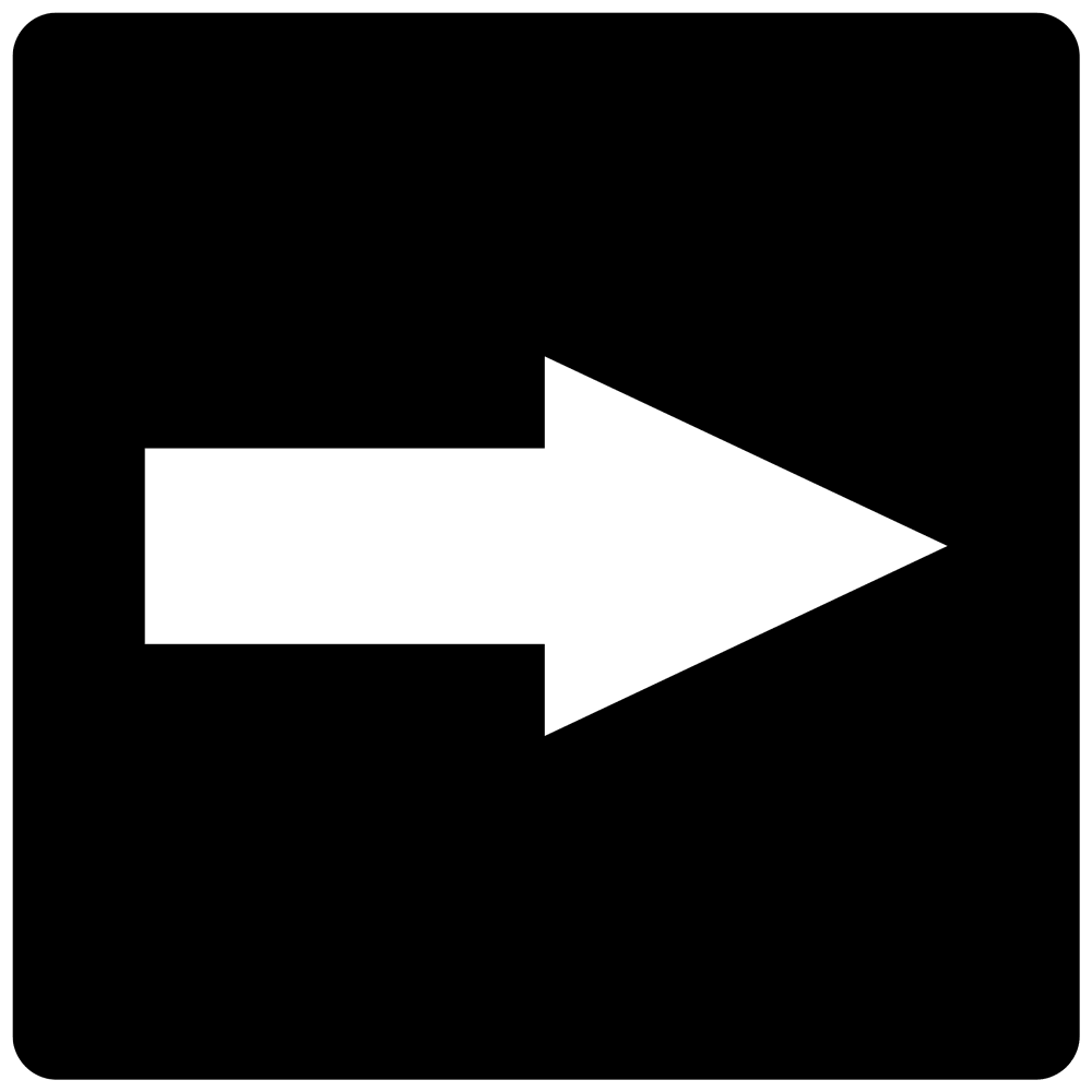 Tactile Directional Arrow White on Black Sign RRE-205-WHTonBLK