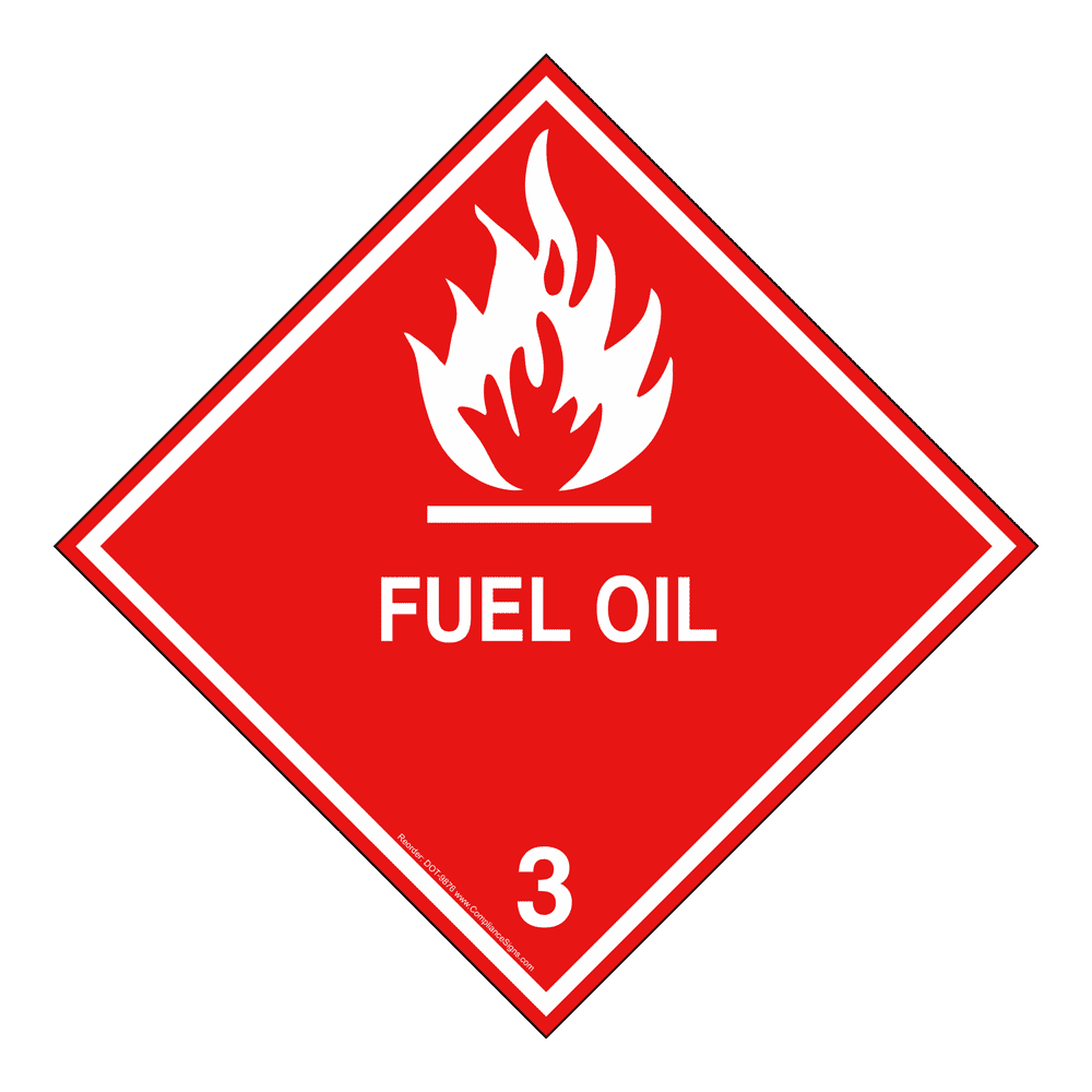 DOT Fuel Oil 3 Sign DOT-9876 Hazardous Loads
