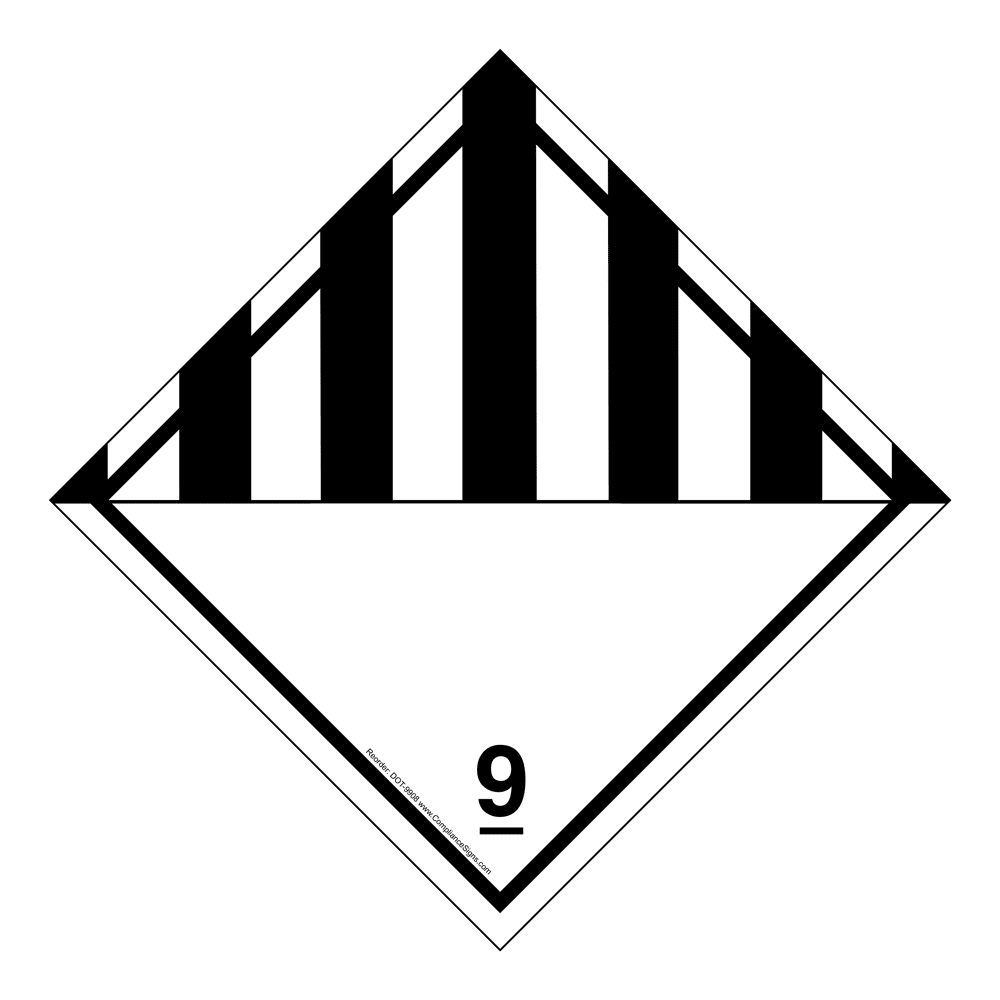DOT Blank Class 9 Miscellaneous Sign DOT-9908 Hazardous Loads