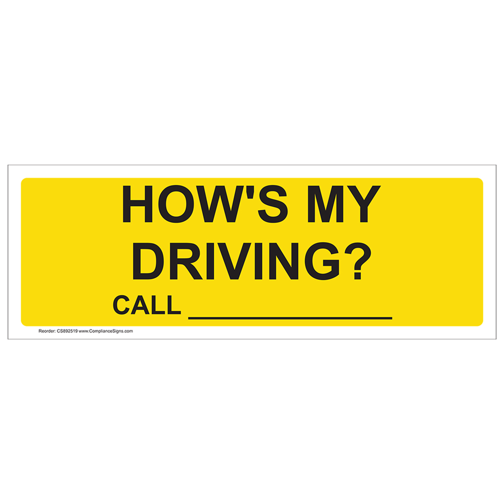 Custom How's My Driving? Call- Label NHE-15558 Transportation