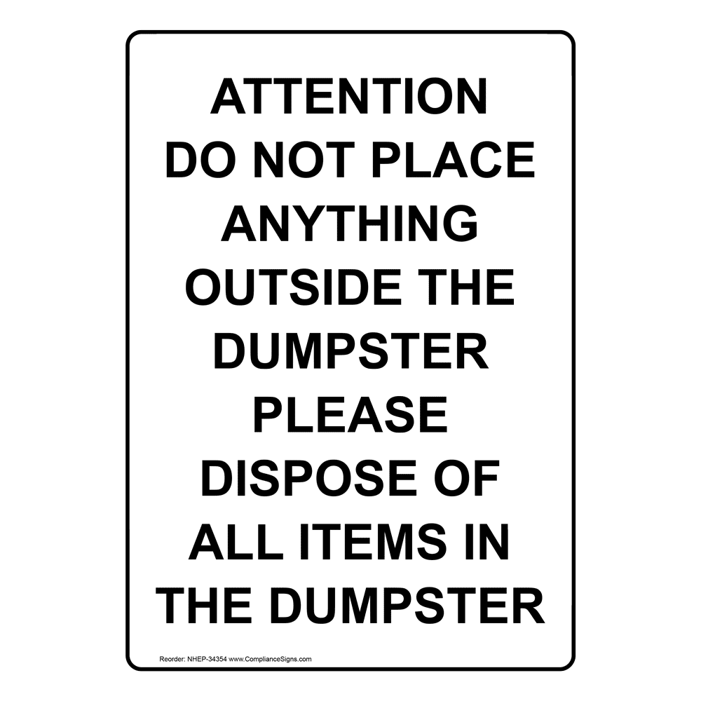 Portrait Attention Do Not Place Anything Outside Sign NHEP-34354