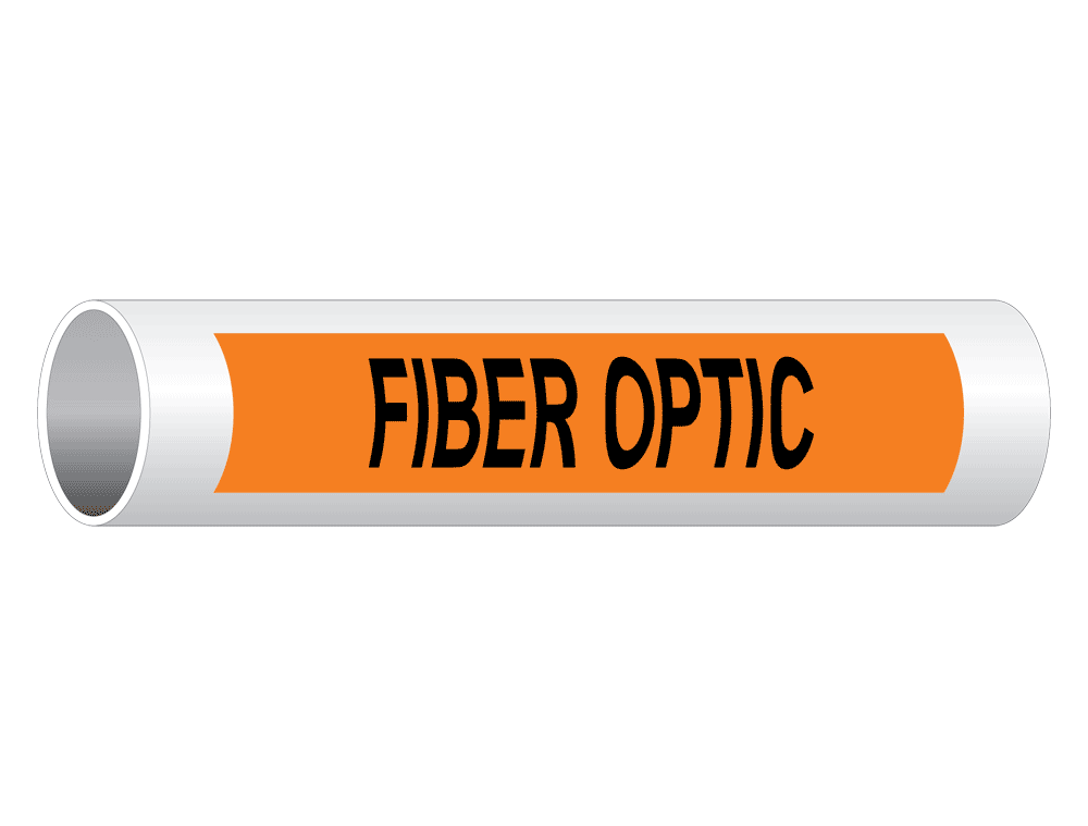 Fiber Optic Black on Orange Pipe Label PIPE-15230-BLKonORNG
