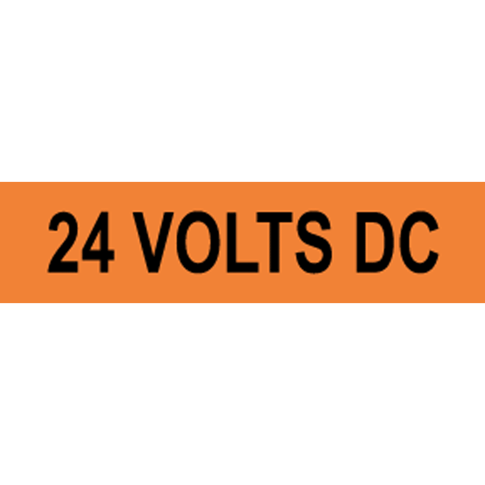 24 Volts DC Electrical Voltage Label Sticker | Black on Orange