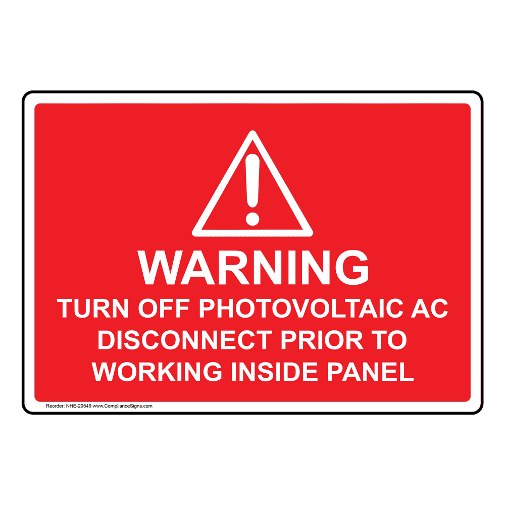 Warning Turn Off Photovoltaic AC Sign With Symbol NHE-29549