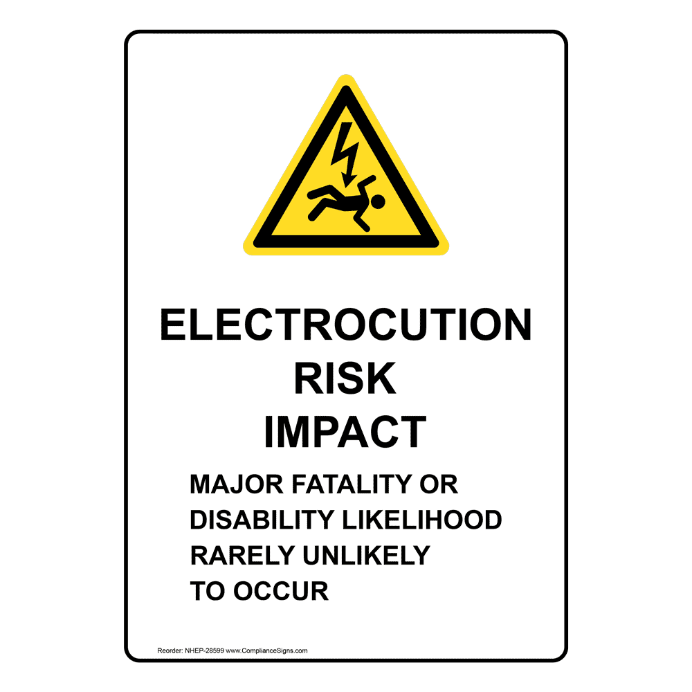 Portrait Electrocution Risk Impact Sign With Symbol NHEP-28599