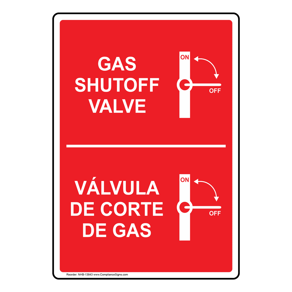 Gas Shutoff Valve Sign With Symbol NHE-13843