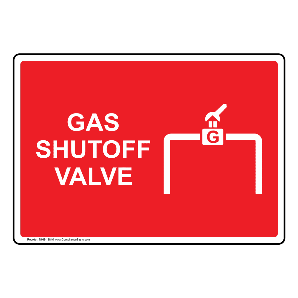 Gas Shutoff Valve Sign With Symbol NHE-13843