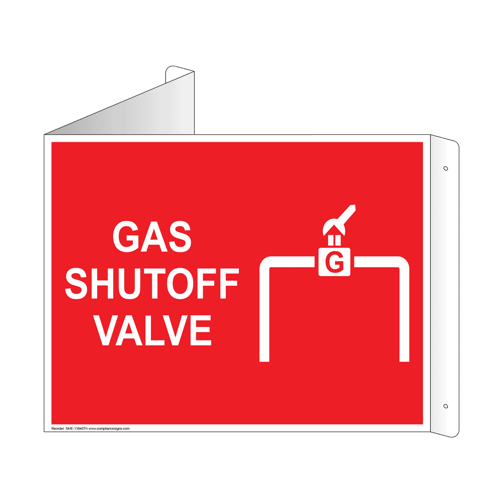 Gas Shutoff Valve Sign With Symbol NHEP-13840