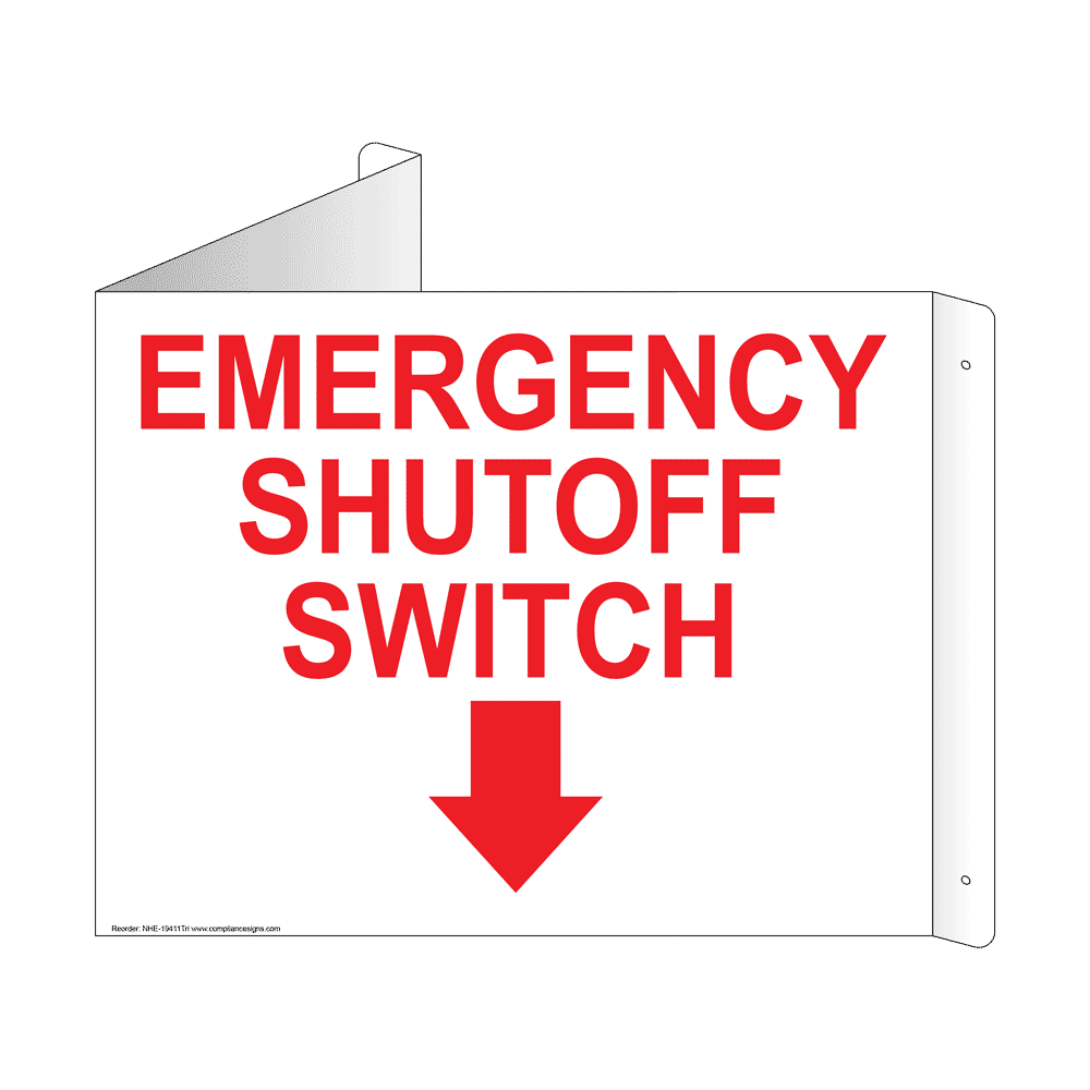 Emergency Shutoff Switch With Down Arrow Sign NHE-19411Tri