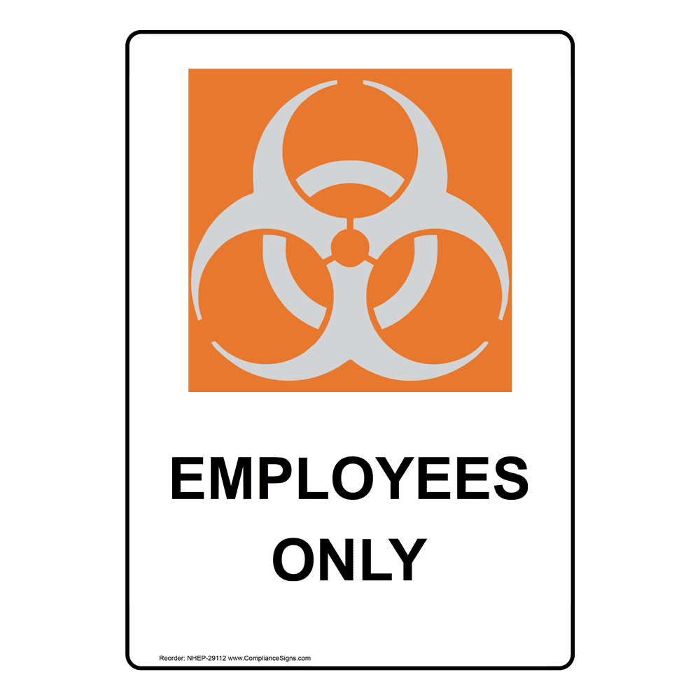Portrait Employees Only Sign With Symbol NHEP-29112