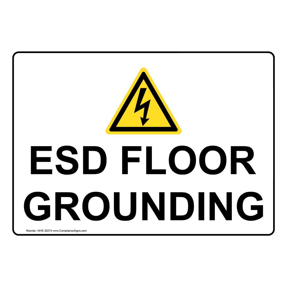 Portrait ESD Floor Grounding Sign With Symbol NHEP-30274