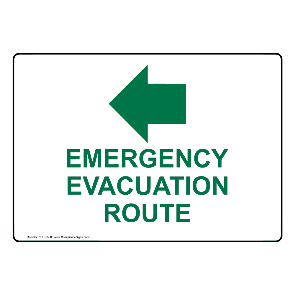Portrait Emergency Evacuation Route Sign With Symbol NHEP-25606 Portrait Emergency Evacuation Route Sign With Symbol NHEP-25606