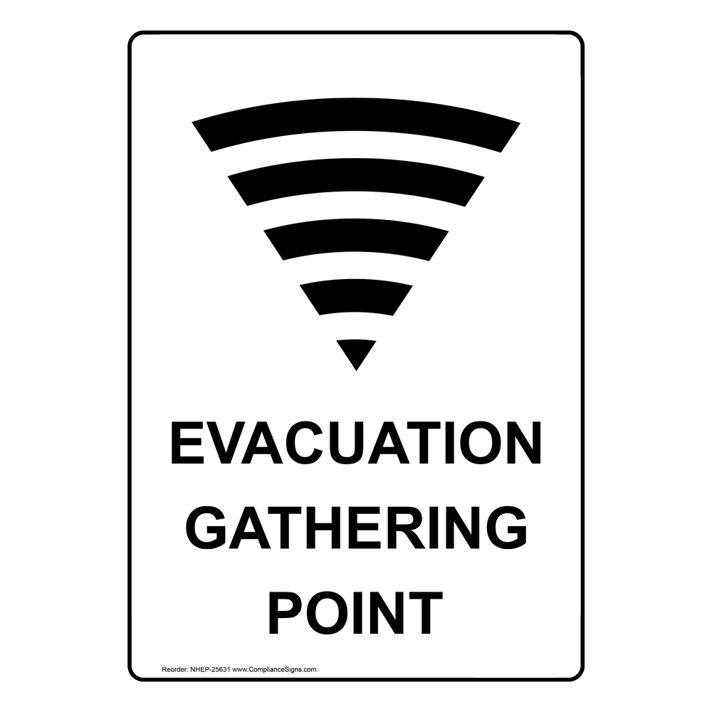 Portrait Evacuation Gathering Point Sign With Symbol NHEP-25631