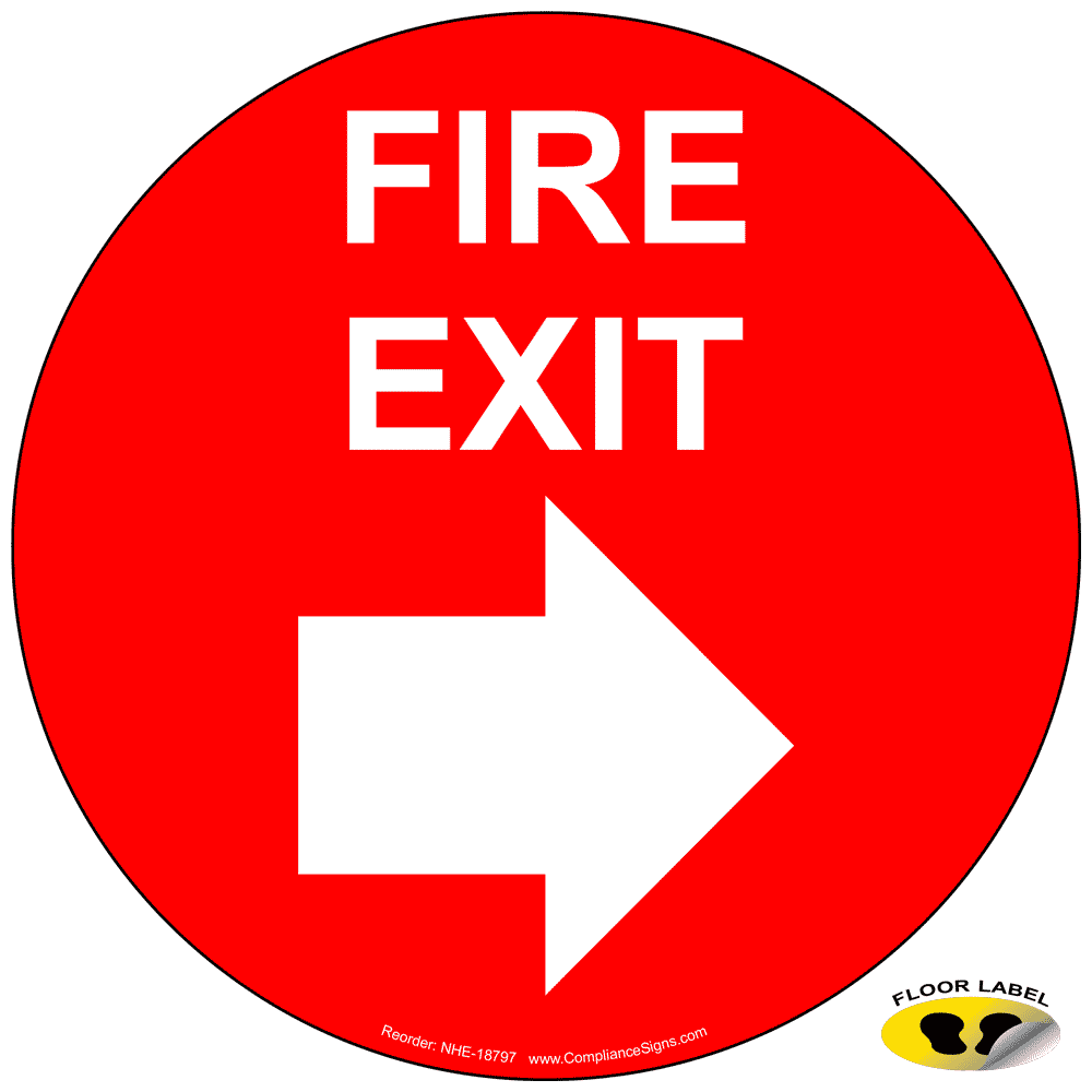 Fire Exit With Right Arrow Floor Label NHE 18797 fire-exit-with-right-arrow-floor-label-nhe-18797